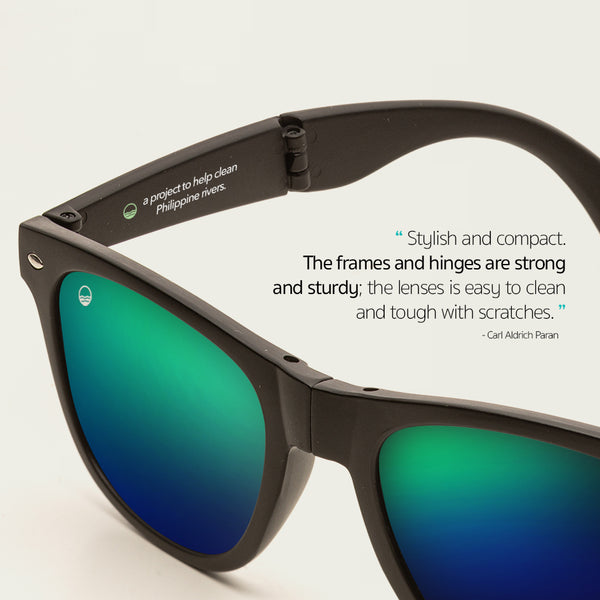 Earth Protector™ Foldable Eyewear - Blue Green Mirrored Lens ...