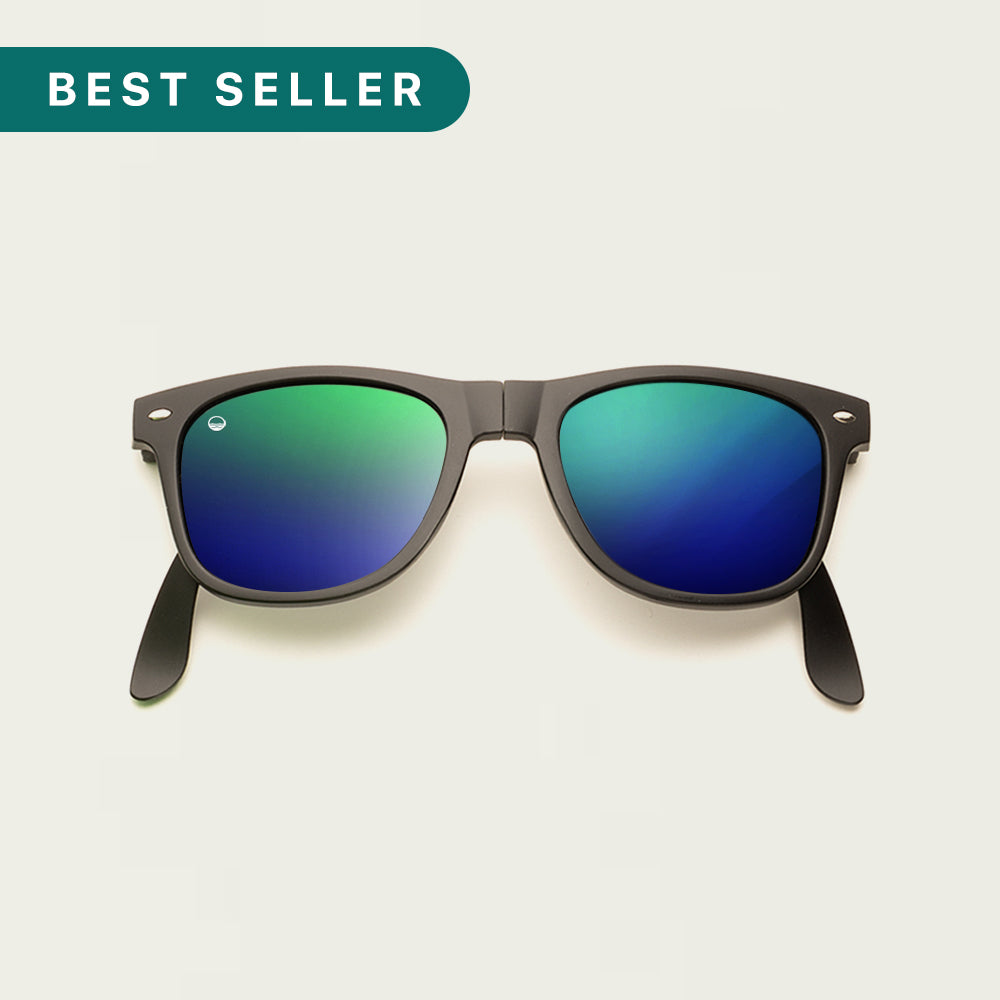 Earth Protector™ Foldable Eyewear - Blue Green Mirrored Lens